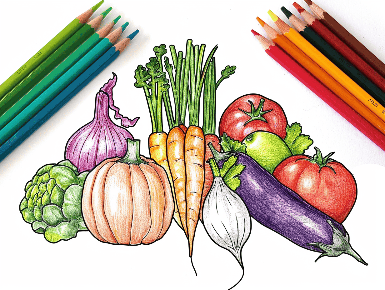 25 Vegetable Coloring Pages: Cute Free Sheets